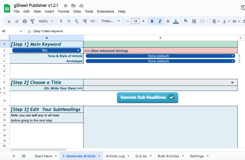 gSheets Publisher System